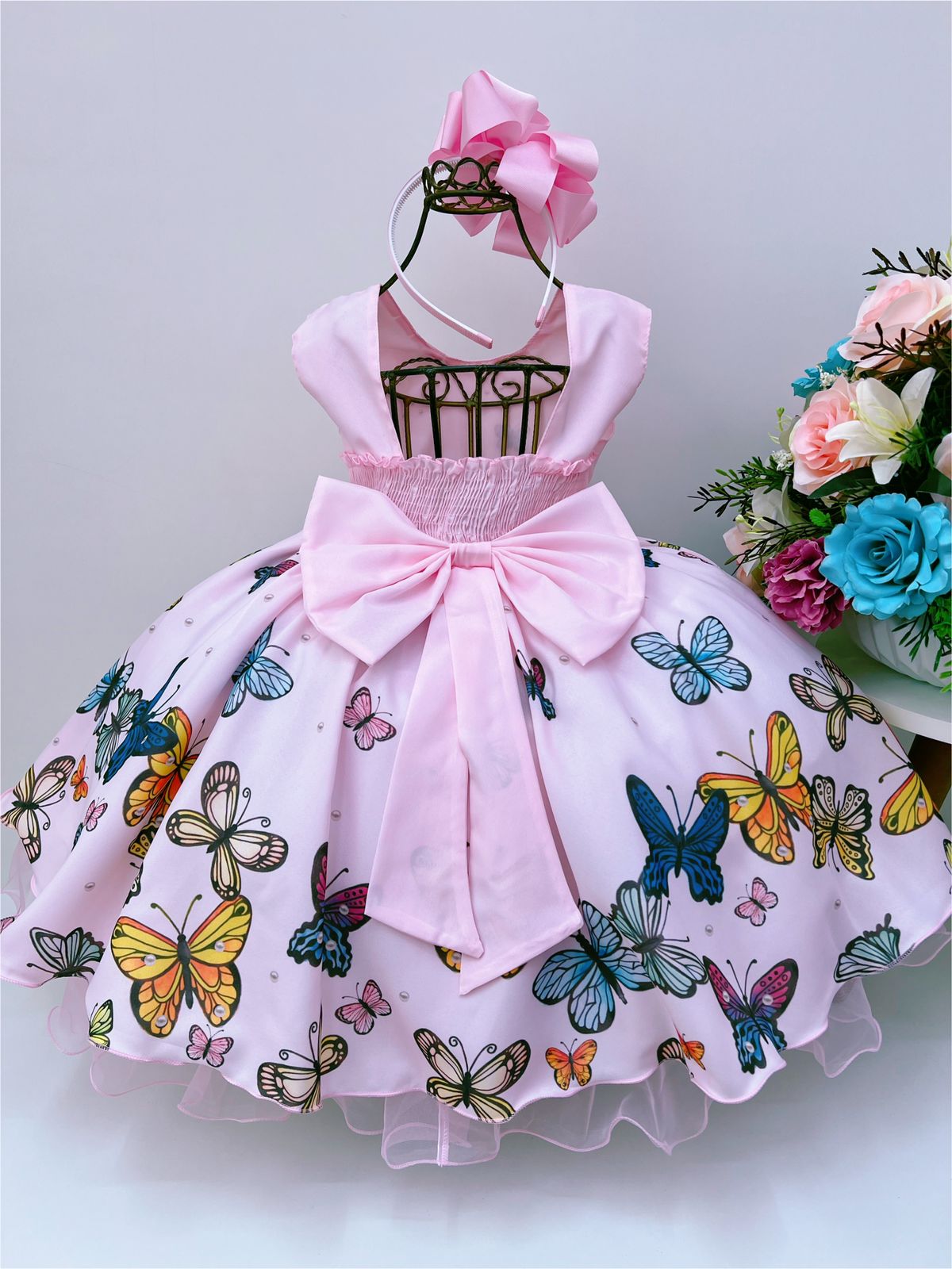 Vestido Infantil Jardim Das Borboletas Rosa Luxo Festa Rosa Charmosa vestido-infantil-jardim-das-borboletas-rosa-luxo-festa-rosa-charmosa