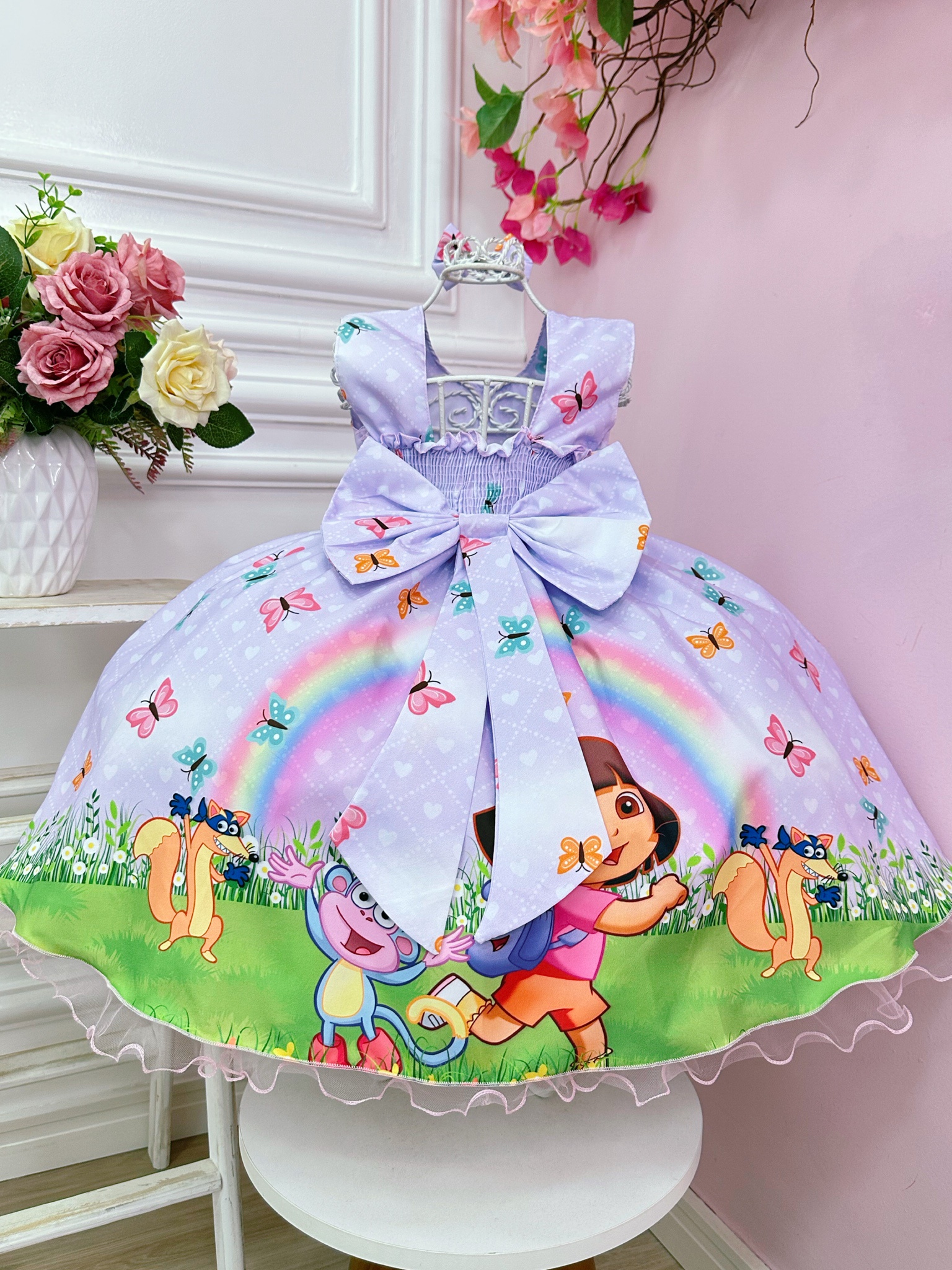Vestido Infantil Lilás Dora Aventureira Amigos Festas - Rosa Charmosa ...
